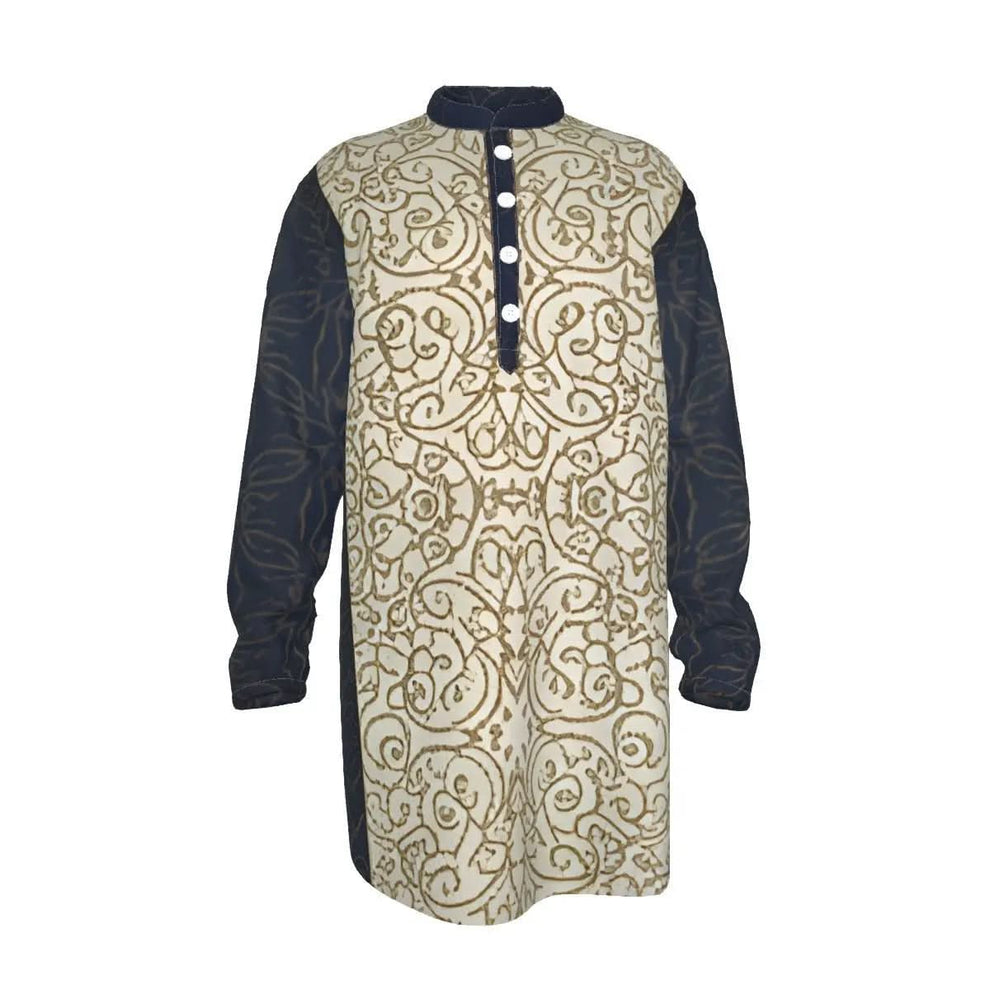 Stylish All-Over Print Men's Stand-up Collar Long Shirt – Zeedeey - All ...